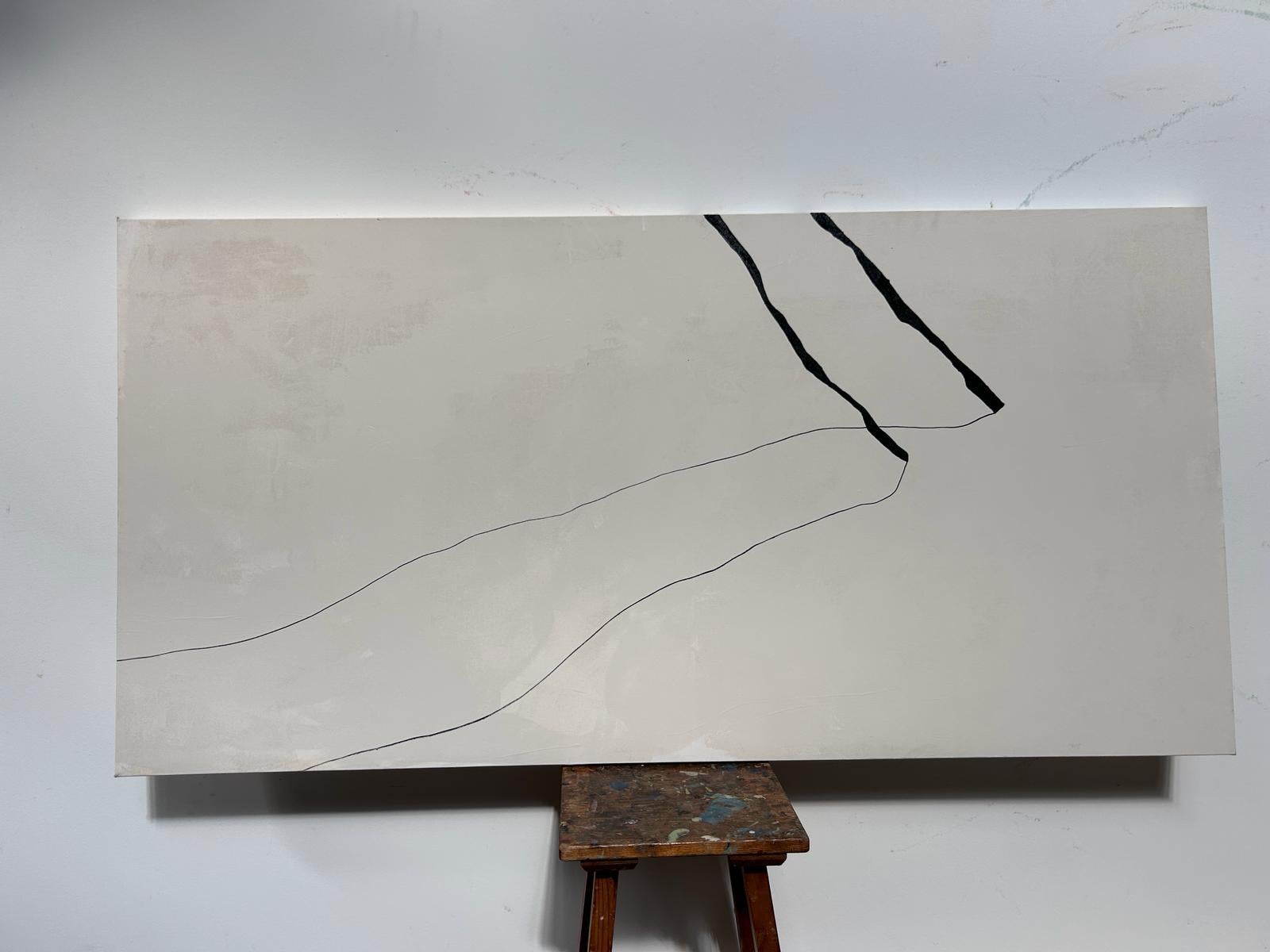 Alicia Gimeno - ABSTRACT Painting Black Lava Raw Canvas by Spanish ...