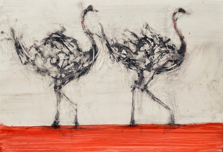 Alicia Rothman - 2 Ostriches, oil painting on panel of two birds ...