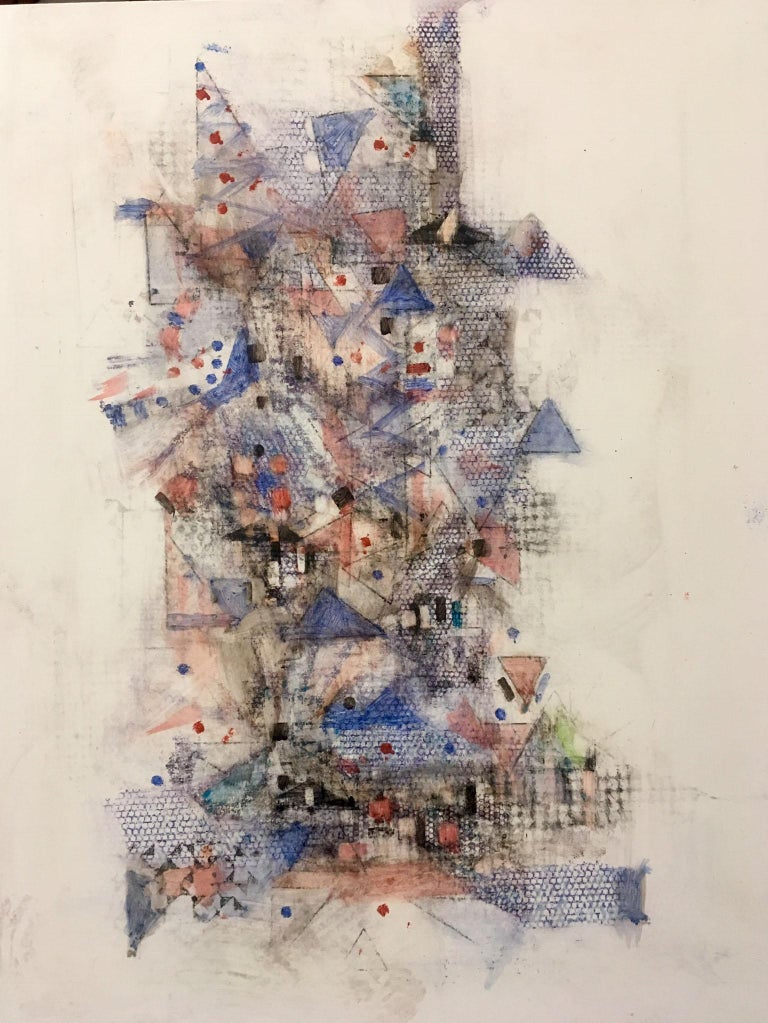 Alicia Rothman - Blue and Red, geometric abstraction, oil painting on ...