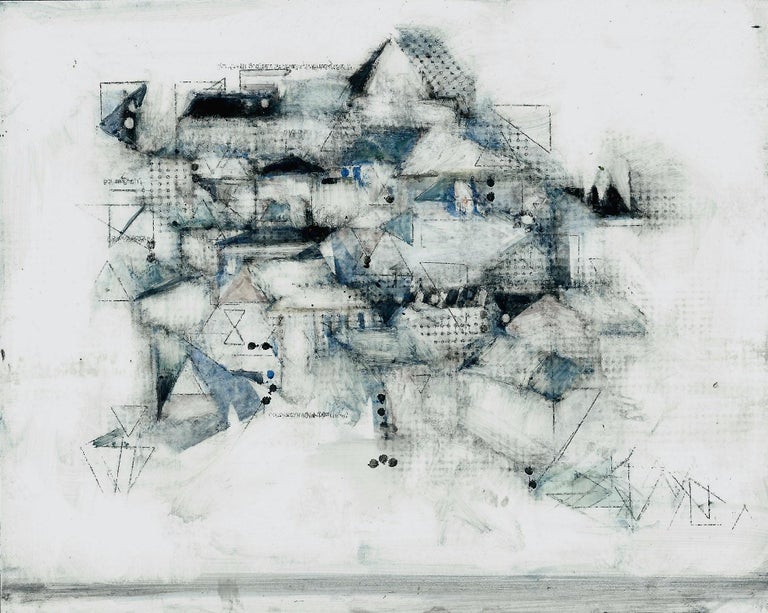 Alicia Rothman - Untitled, grey geometric abstract oil painting at 1stDibs