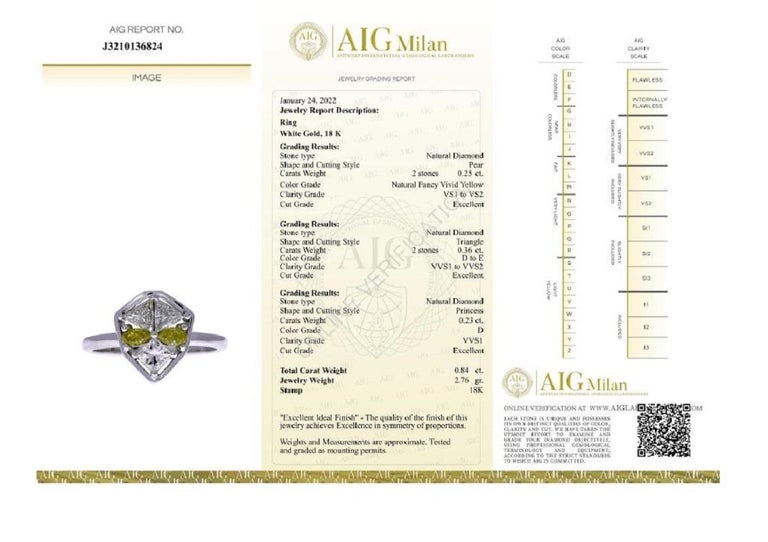 Alien Design 18K White Gold Diamond Ring 0.84 Ct Natural Diamonds, AIG ...