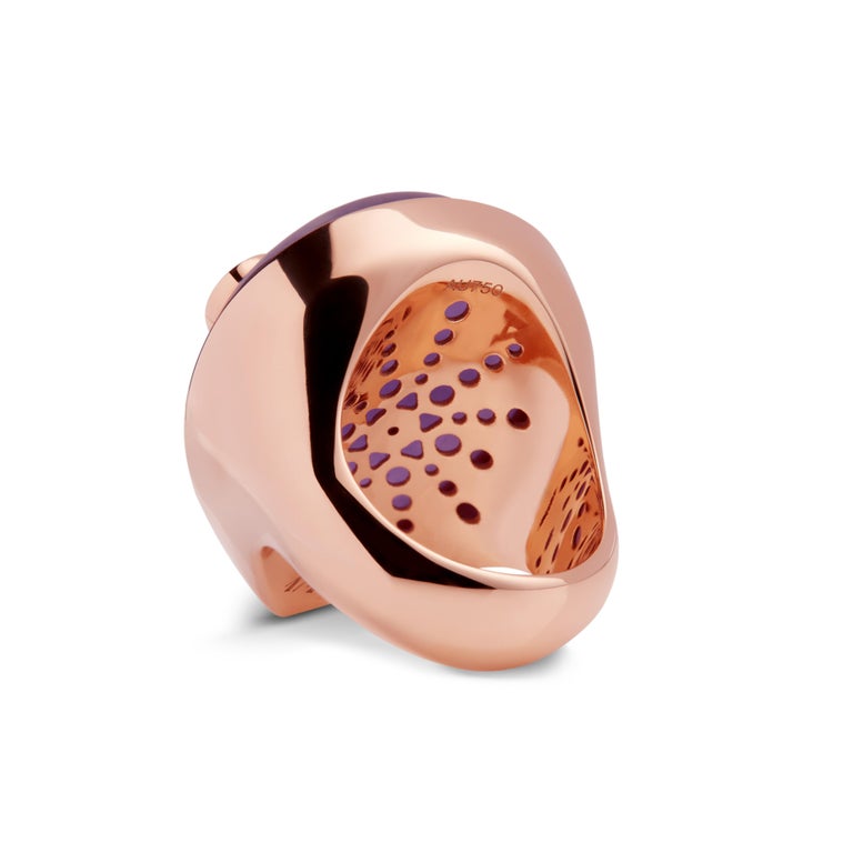 Alien Ring, 18 Karat Rose Gold Lavender Jade and Pink Tourmalines, One ...