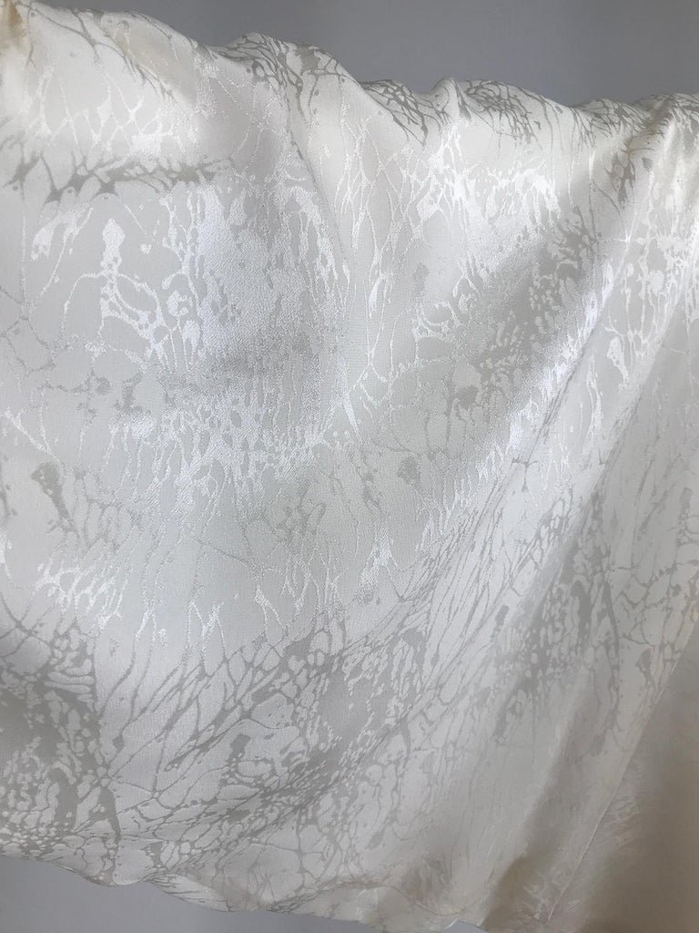 Alik Singer Cream Silk Jacquard Satin Bias Draped Bat Wing Dress 1980s ...
