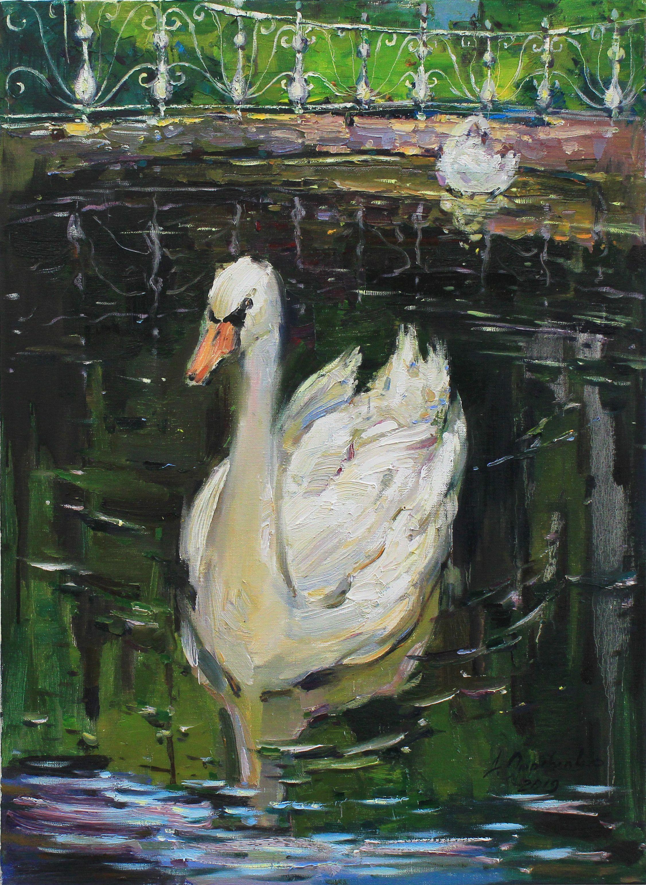Alisa Onipchenko-Cherniakovska - "Swans", Painting, Oil on Canvas For ...