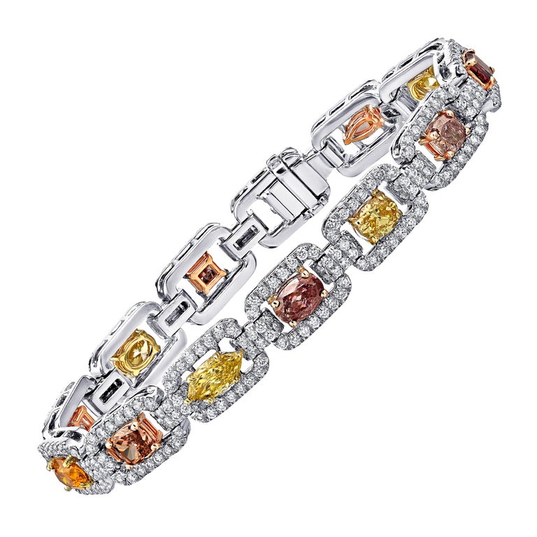 All GIA certified Fancy Color Diamond bracelet with 11.48 Carat For ...