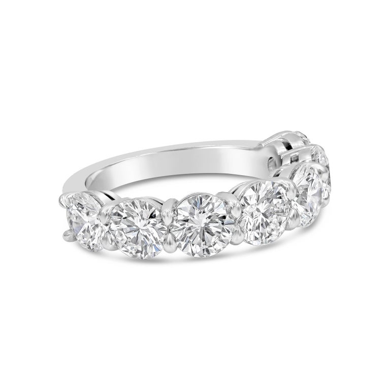 GIA Certified 4.07 Carat Total Round Diamond Seven Stone Wedding Band ...