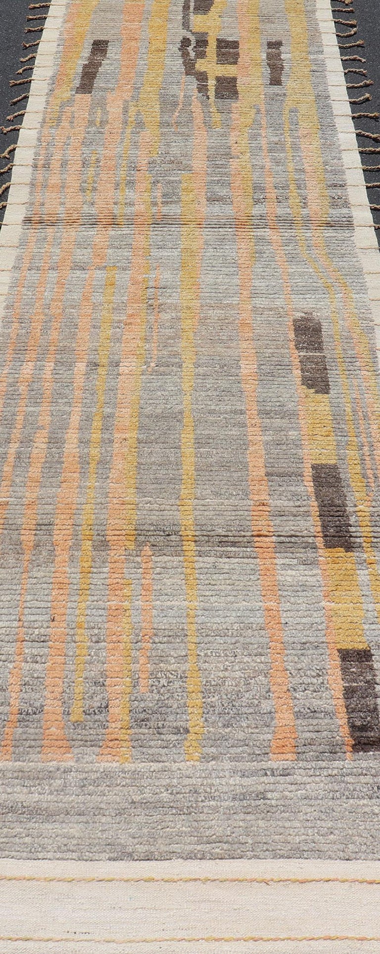 All-Over Modern Design on a Grey Background with Peach and Brown Design ...