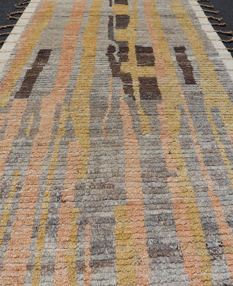 All-Over Modern Design on a Grey Background with Peach and Brown Design ...
