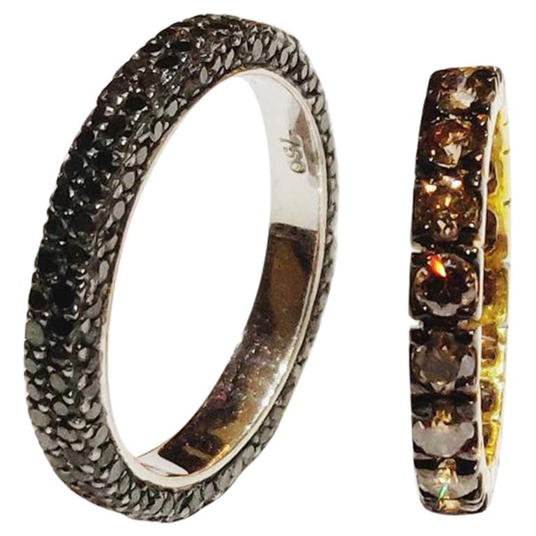 All Round Brown Champagne Diamond Band 18 Karat Gold Ring For Sale at ...