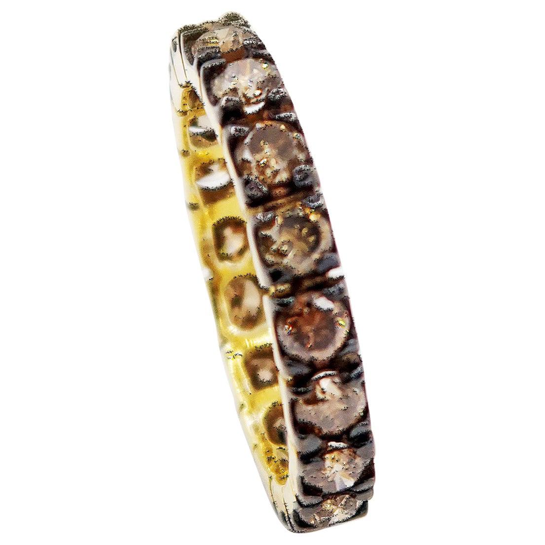 18 Karat Yellow Gold Brush Finish, All-Around Design Diamond Band Ring ...