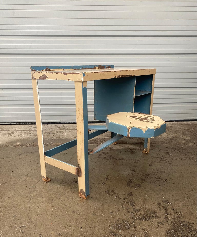 All-Welded Joint Steel American Vintage Industrial Prison Cell Desk c ...