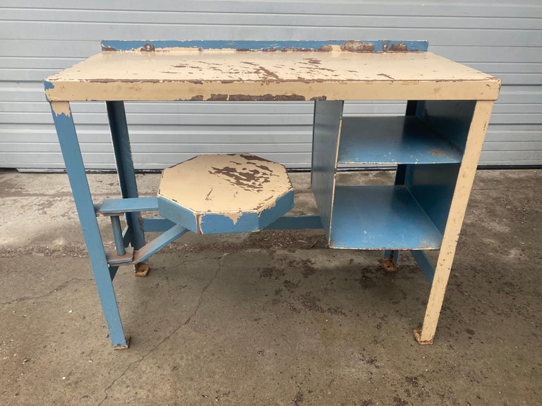 All-Welded Joint Steel American Vintage Industrial Prison Cell Desk c ...