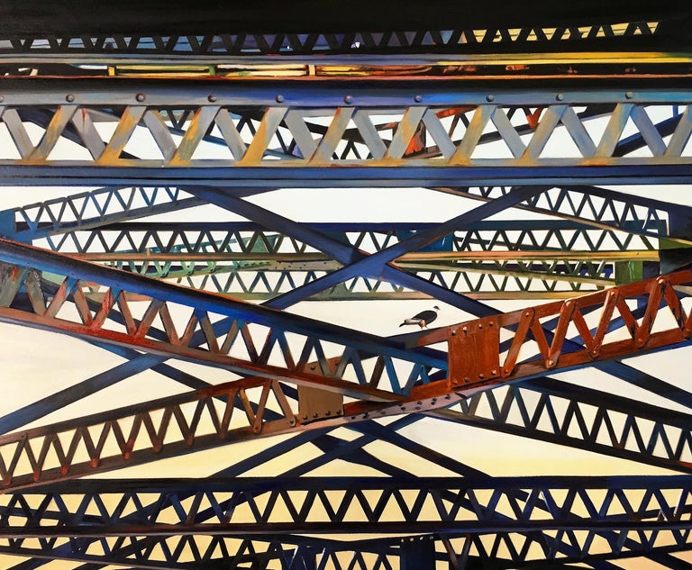 Allan Gorman - Pigeon on a Rusty Girder, realist urban architecture ...