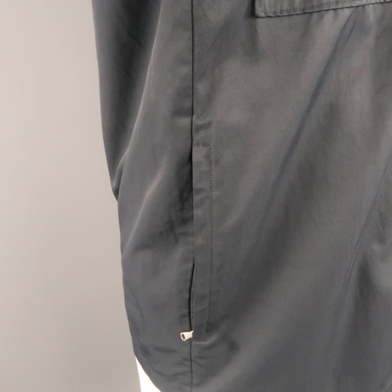 ALLEGRI 40 Navy Solid Cotton Blend Hidden Placket Zip Pocket Jacket For ...