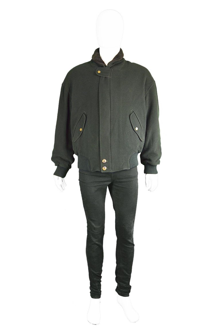 Allegri Men's Italian Wool and Cashmere Dark Green Vintage Bomber ...