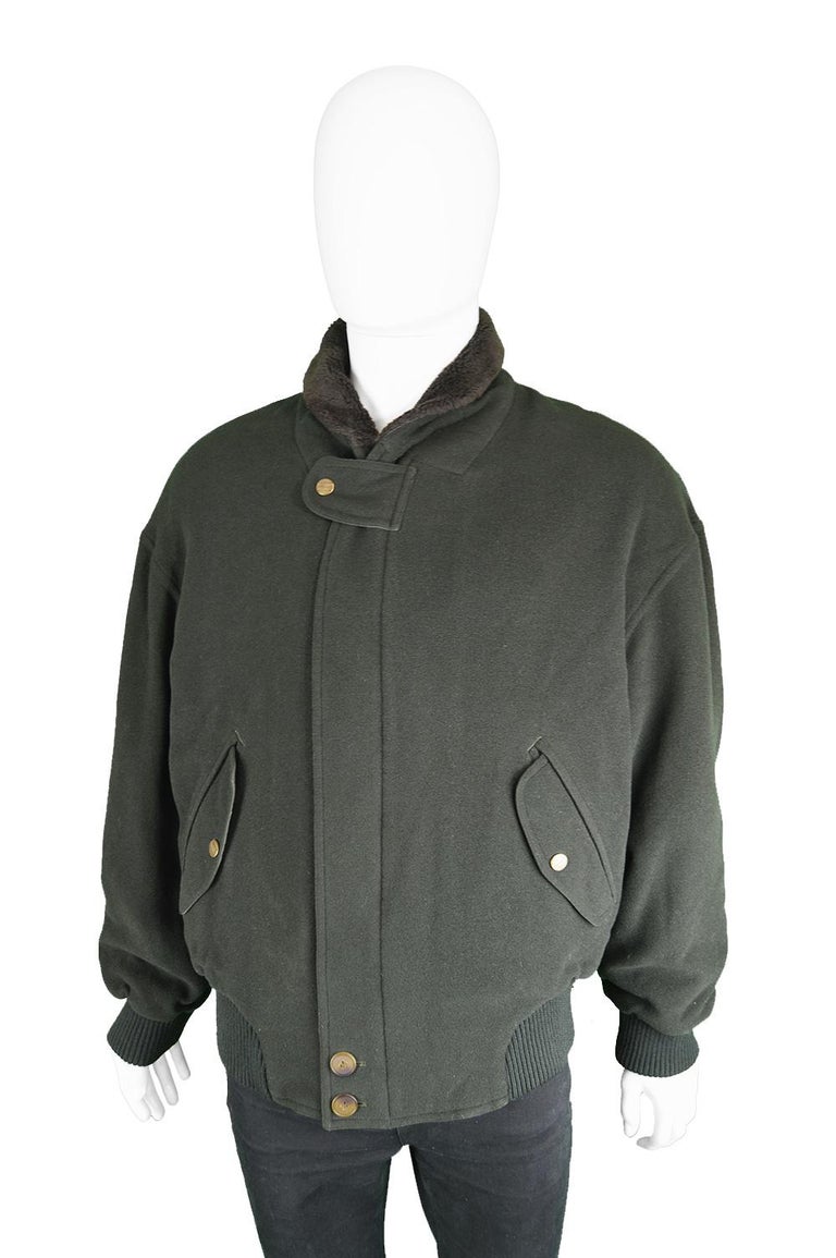Allegri Men's Italian Wool and Cashmere Dark Green Vintage Bomber ...