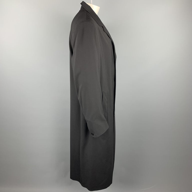ALLEGRI Size L Black Wool / Rubber Notch Lapel Coat For Sale at 1stDibs