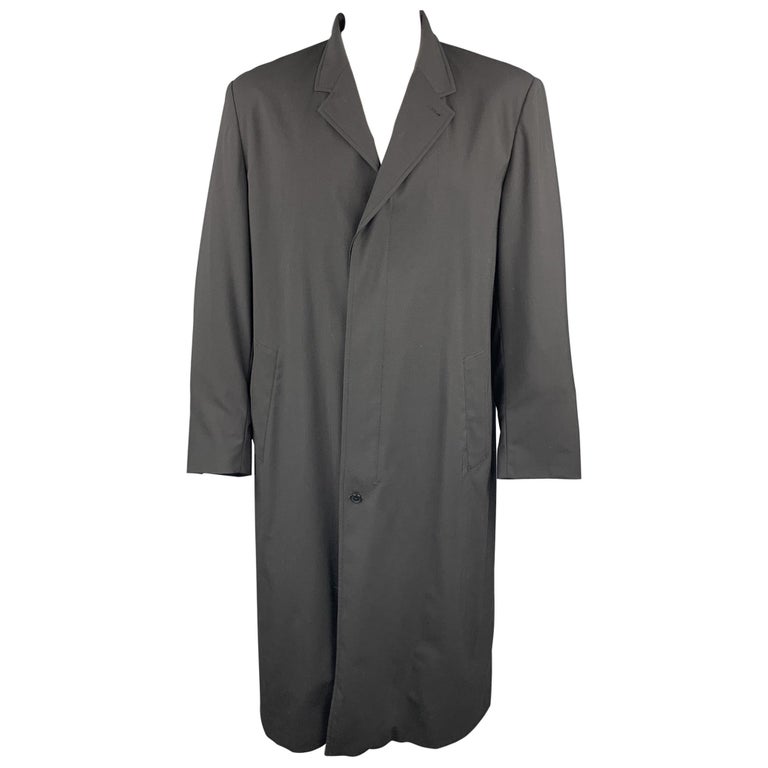 ALLEGRI Size L Black Wool / Rubber Notch Lapel Coat For Sale at 1stDibs