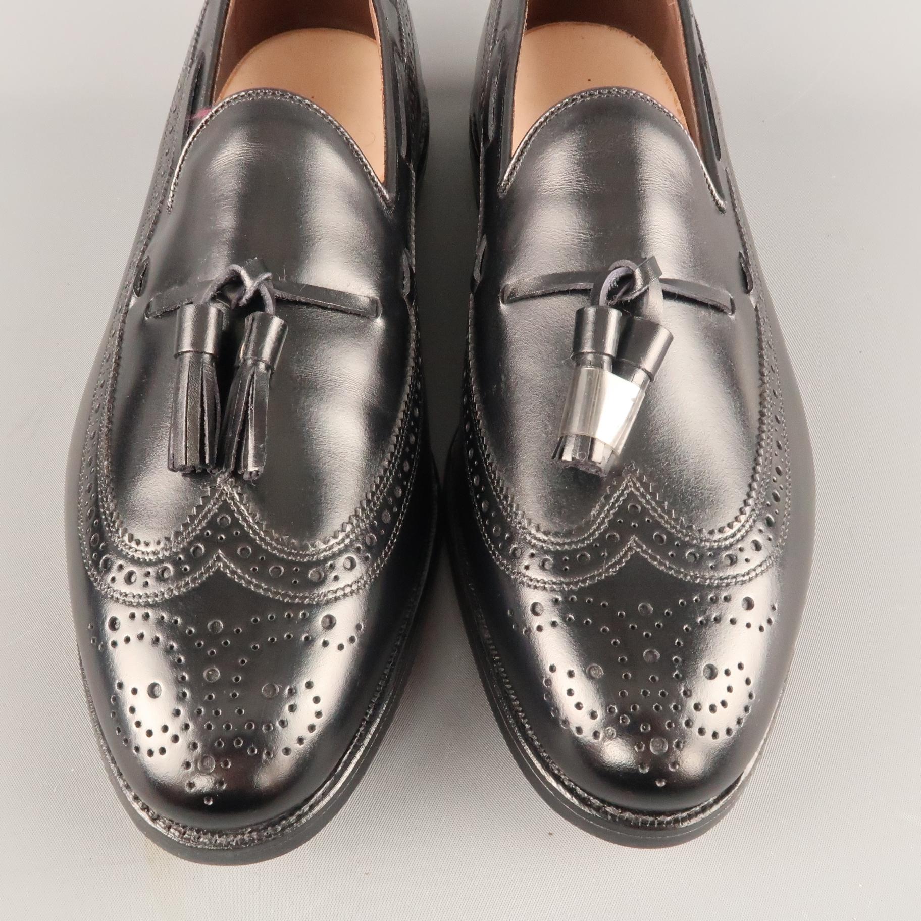 ALLEN EDMONDS Size 9.5 Manchester Black Wingtip Leather Tassel Loafers ...