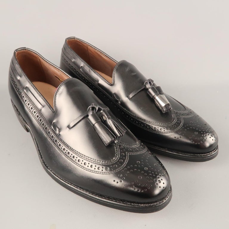 ALLEN EDMONDS Size 9.5 Manchester Black Wingtip Leather Tassel Loafers ...