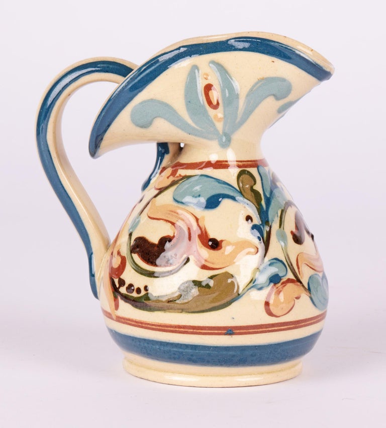 Aller Vale Unusual Slip Decorated Art Pottery Jug For Sale at 1stDibs