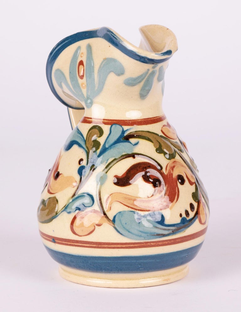 Aller Vale Unusual Slip Decorated Art Pottery Jug For Sale at 1stDibs
