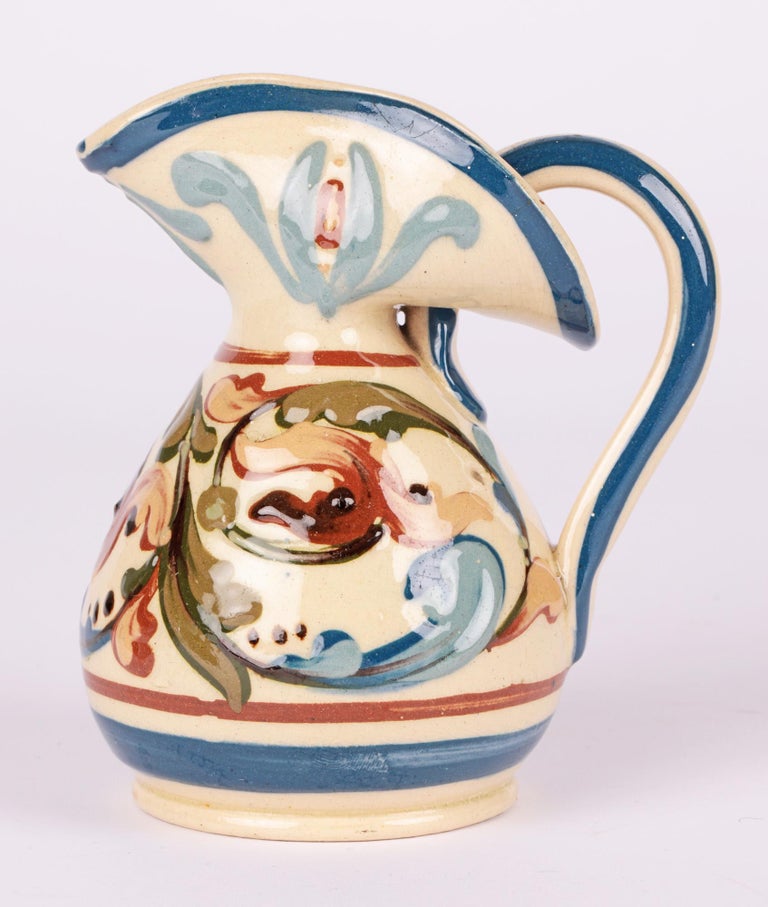 Aller Vale Unusual Slip Decorated Art Pottery Jug For Sale at 1stDibs