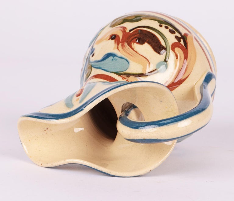 Aller Vale Unusual Slip Decorated Art Pottery Jug For Sale at 1stDibs