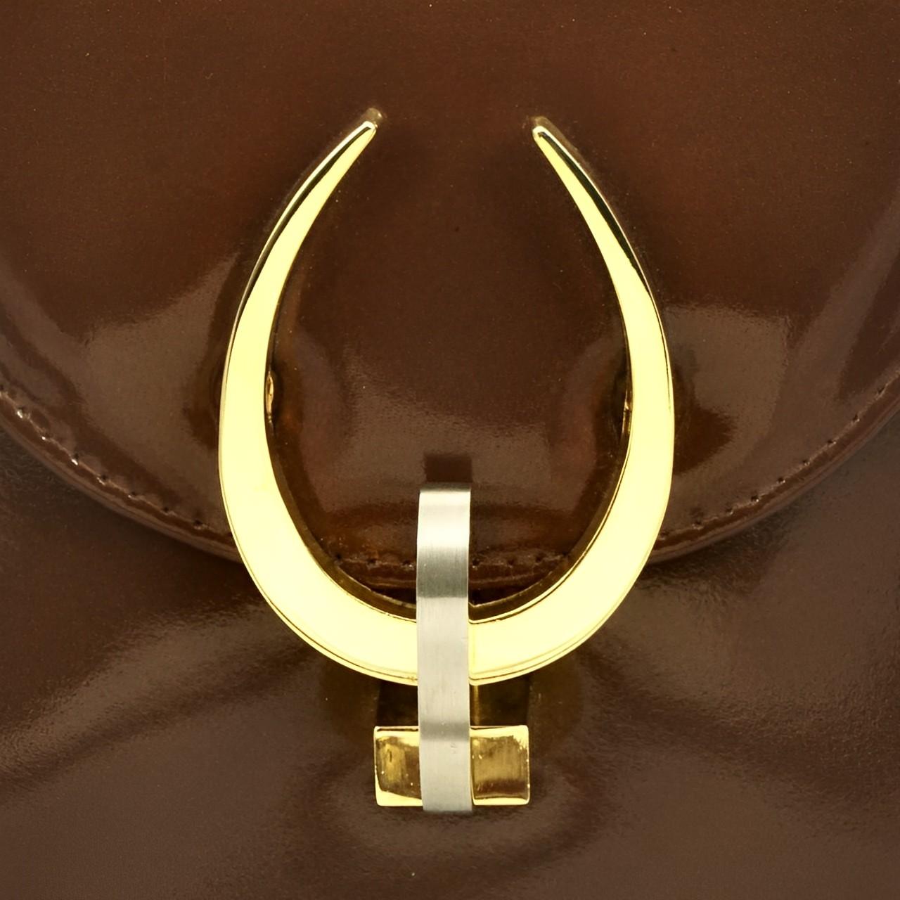 Alligator Brand Mid Brown Vinyl Shoulder / Hand Bag with Gold Plated ...