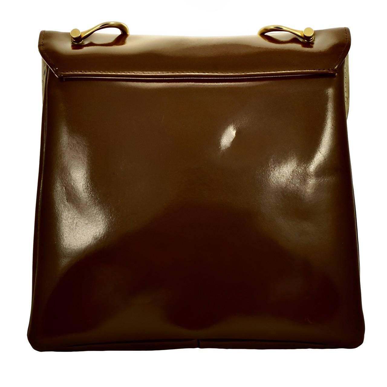 Alligator Brand Mid Brown Vinyl Shoulder / Hand Bag with Gold Plated ...