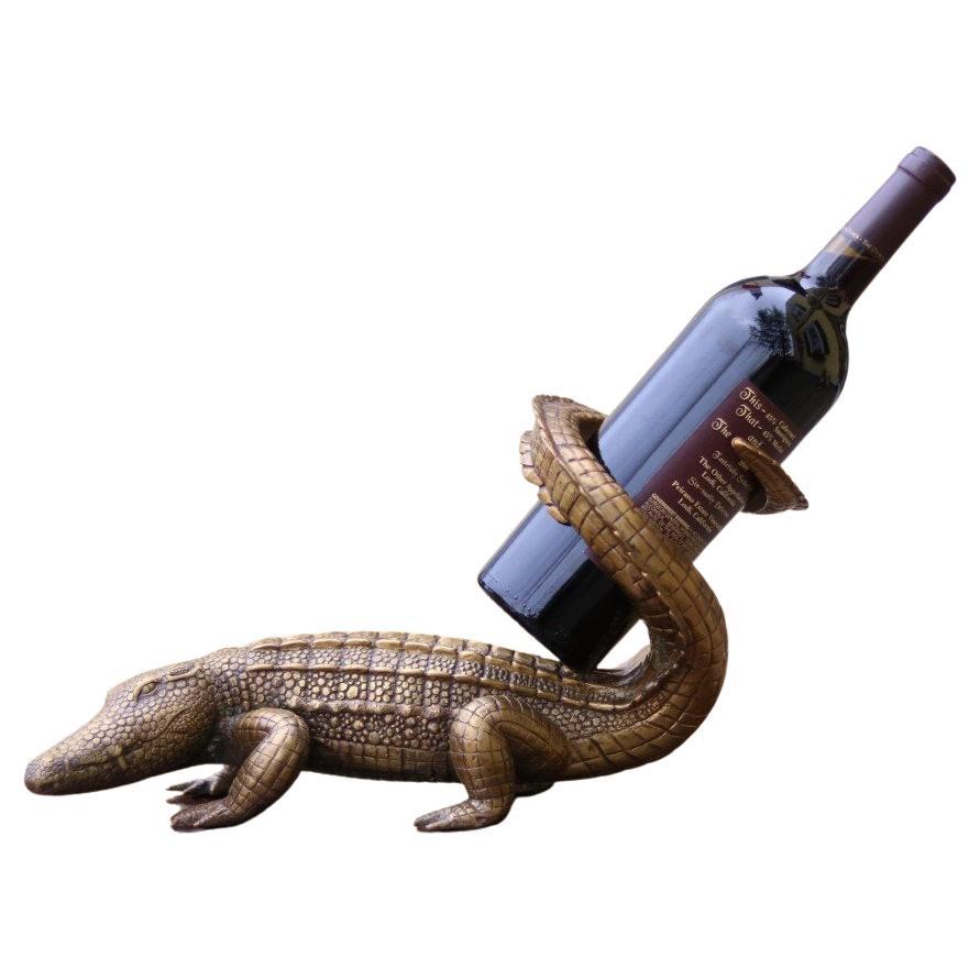 Alligator Wine Holder at 1stDibs | alligator wine bottle holder