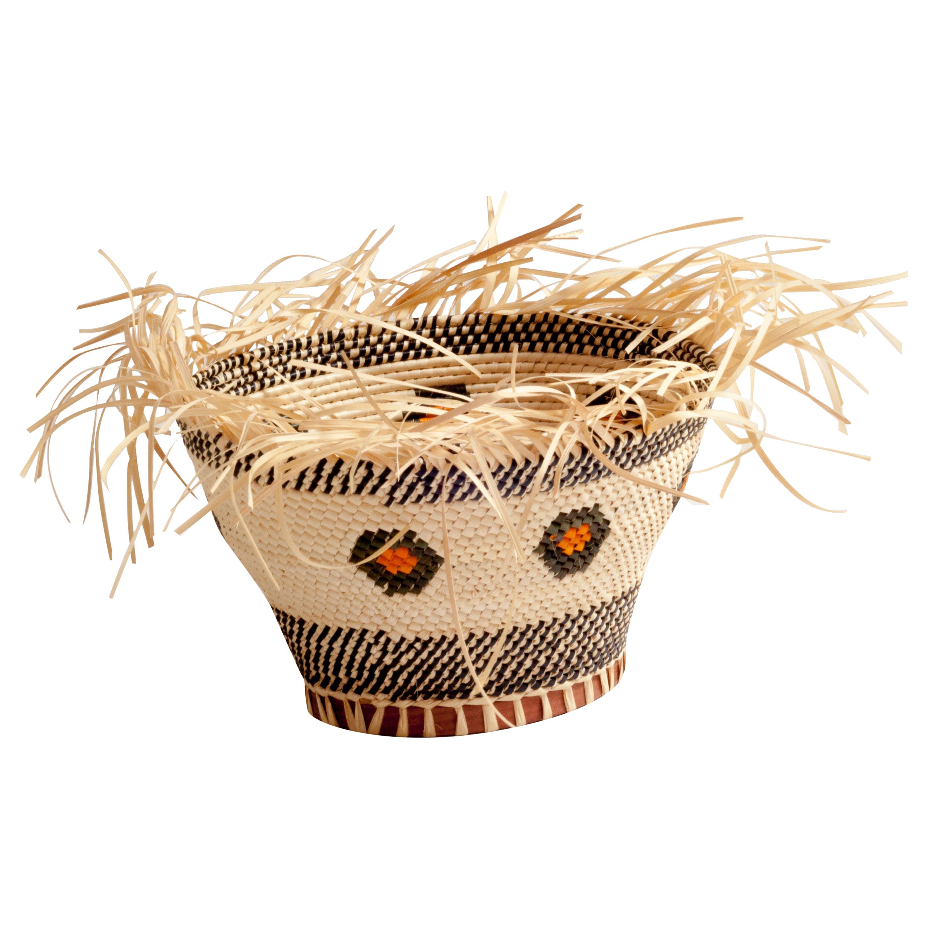 Allow Yourself Straw Braided Basket Oval at 1stDibs