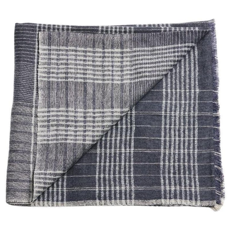 Alloy Midnight Navy Hue Handloom Throw in Pure Merino Linen Blend For ...