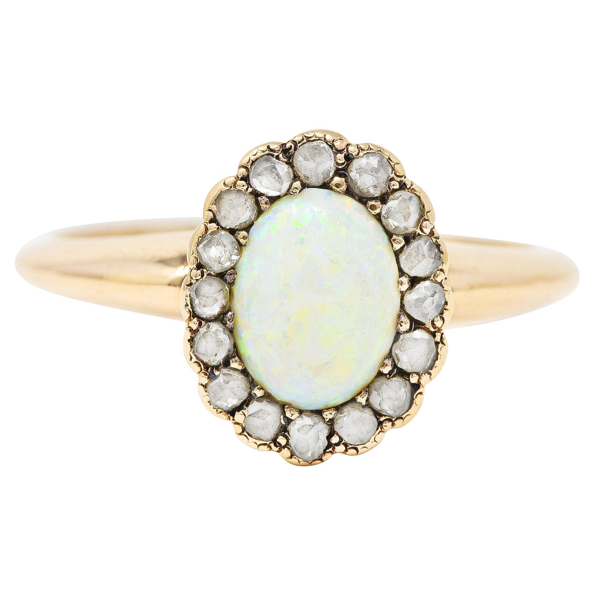 Exquisite Victorian Large Opal Diamond Gold and Sterling Ring at ...