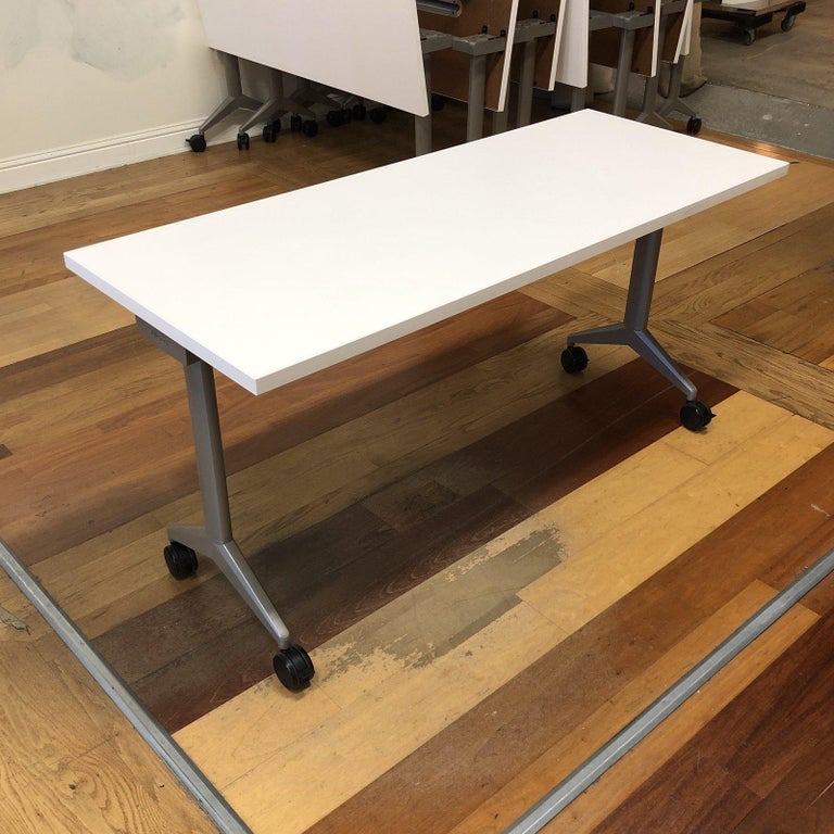 Allsteel White Folding Aware Table and Chair For Sale at 1stDibs