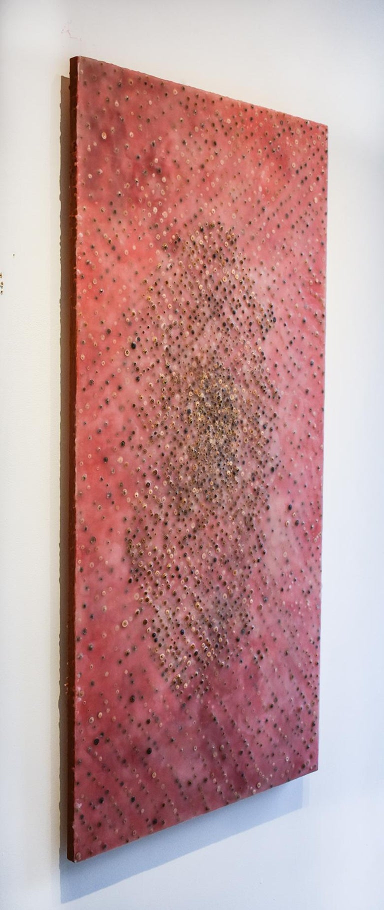 Allyson Levy - Poppy Pods in Red (Abstract Encaustic Painting on Panel ...