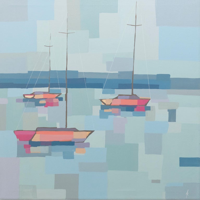 Alma Ramirez - "Serenity at the Lake" Abstract Coastal Painting For ...