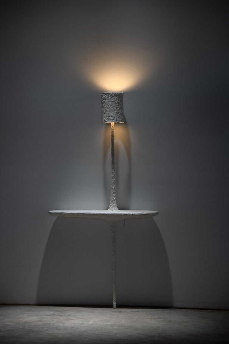 Alma Solitaria Wall Lamp and Console in Polished Plaster by Reynold ...