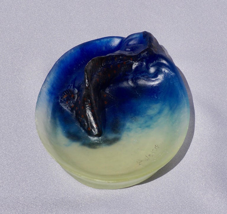 Almeric Walter Pate De Verre Spotted Fish Dish at 1stdibs
