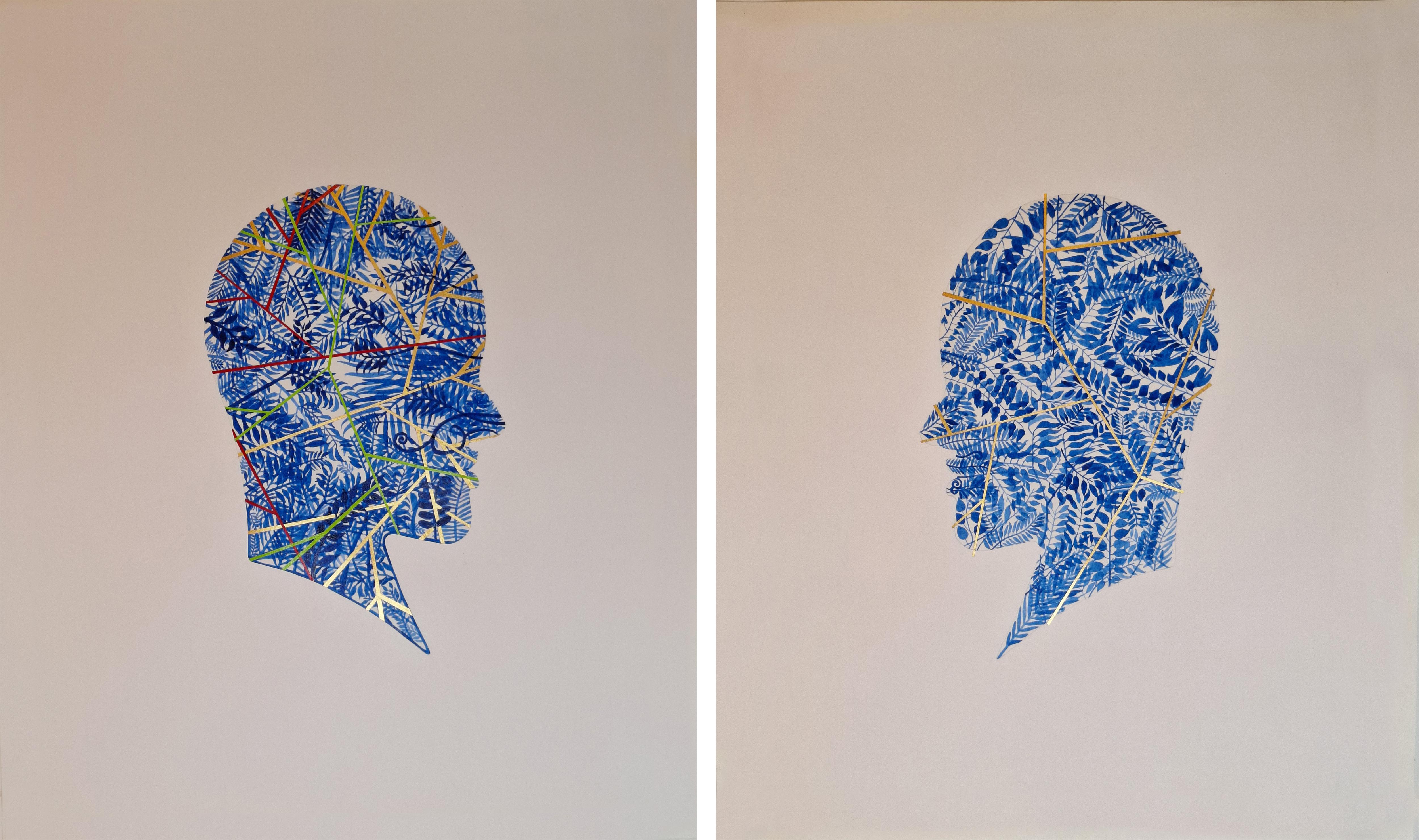 Leather Portrait Paintings - 7 For Sale at 1stDibs