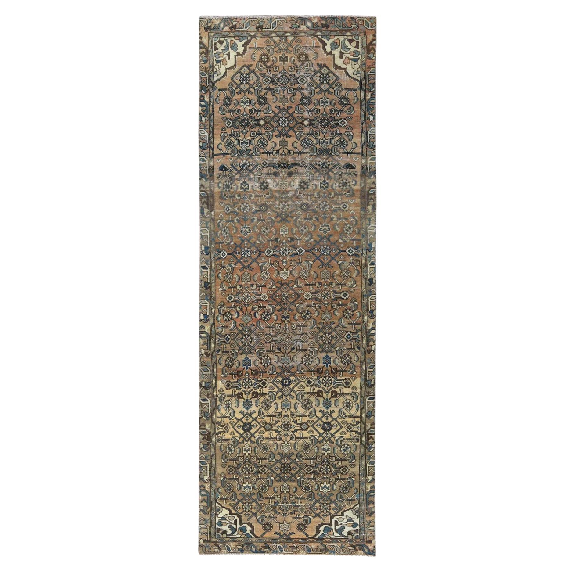 Hot Pink, Worn Wool Hand Knotted, Vintage Persian Hamadan, Distressed ...