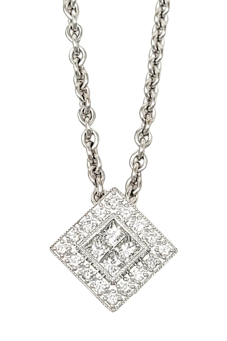 Alor by Charriol Diamond Halo Pendant Necklace on 18 Karat Gold Cable ...