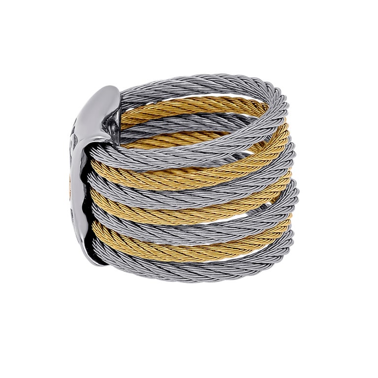 Alor Stainless Steel and 18k Gold Band Ring For Sale at 1stDibs