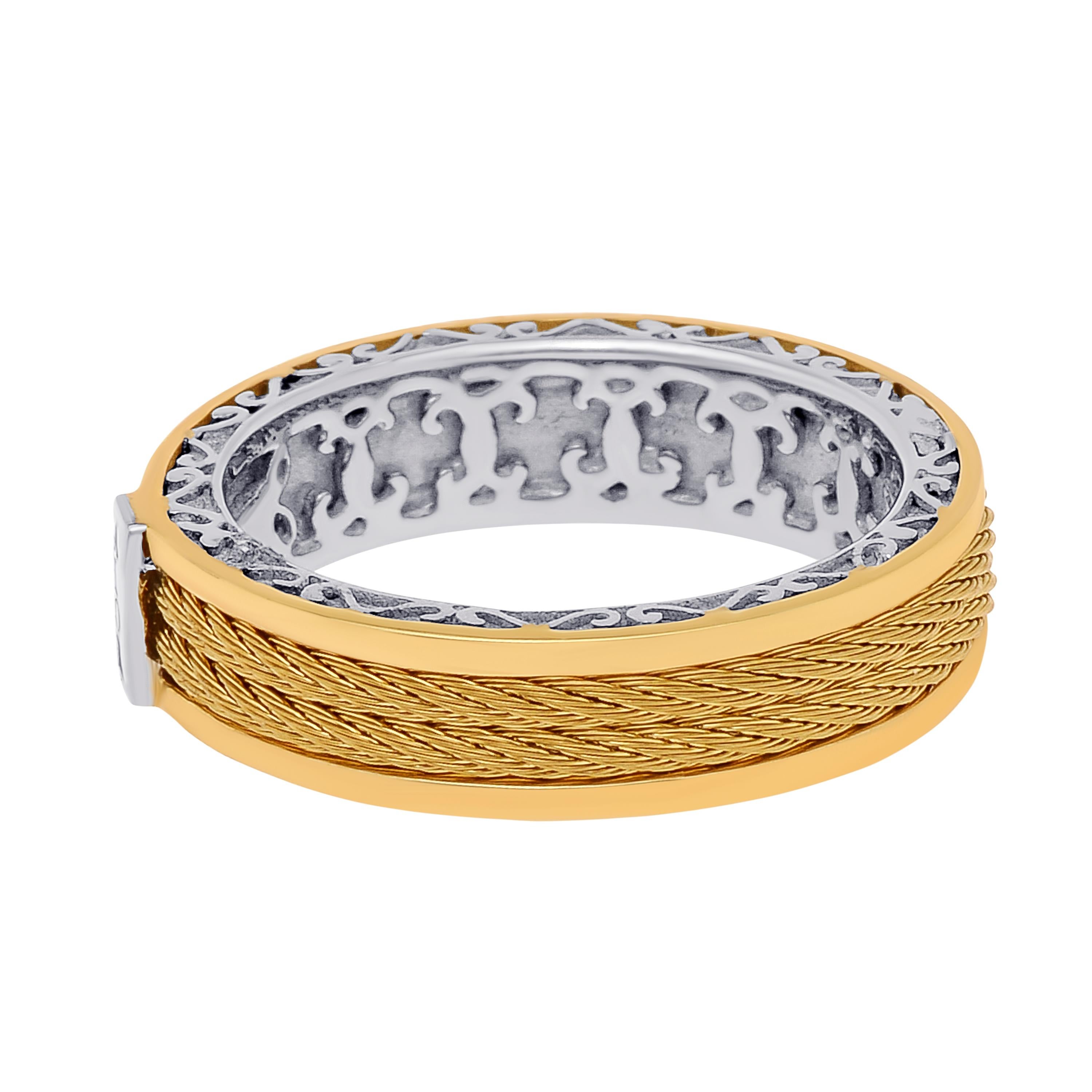 Alor Stainless Steel and 18k Gold Cable Band Ring For Sale at 1stDibs