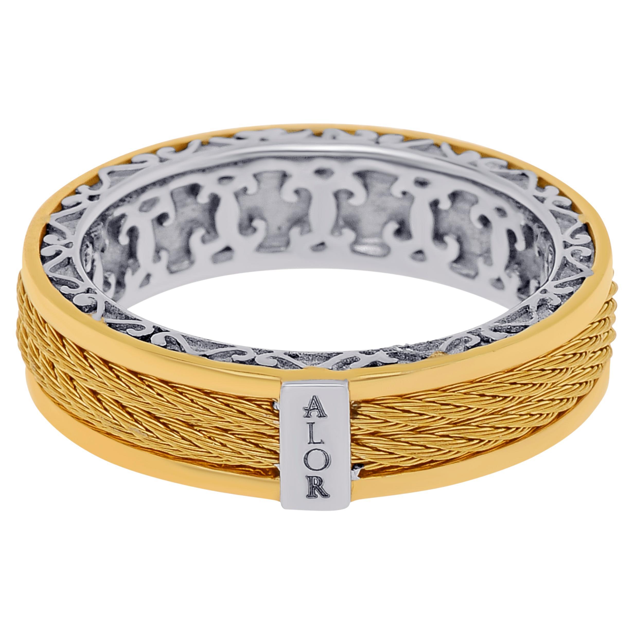 Alor Stainless Steel and 18k Gold Band Ring For Sale at 1stDibs