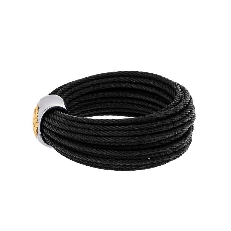 Alor Stainless Steel and 18k Gold Cable Band Ring For Sale at 1stDibs