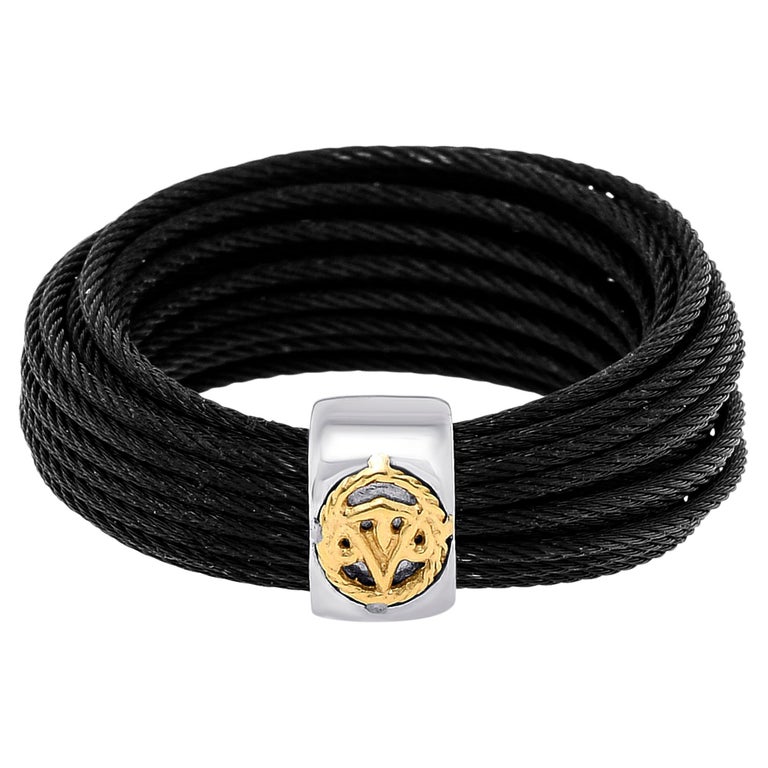 Alor Stainless Steel and 18k Gold Cable Band Ring For Sale at 1stDibs