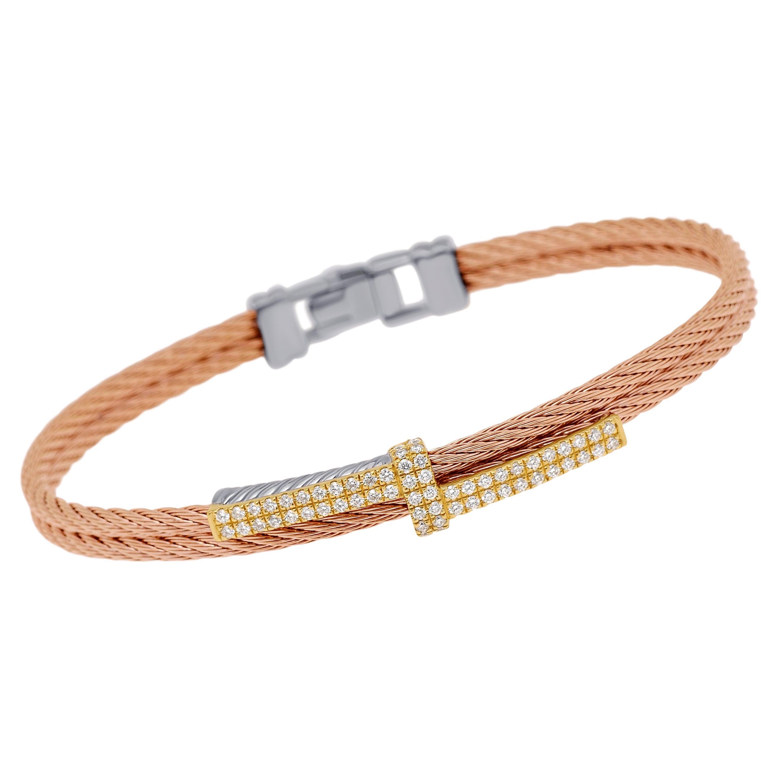 Fred Paris Diamond Gold and Steel Bracelet For Sale at 1stDibs
