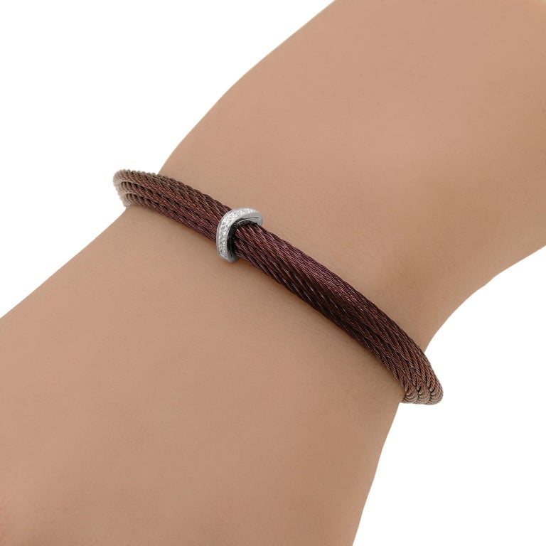 Alor Stainless Steel and 18k Gold, Diamond Cuff Bracelet For Sale at ...