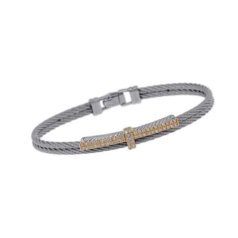 Alor Stainless Steel and 18k White Gold, Diamond Bangle Bracelet For ...